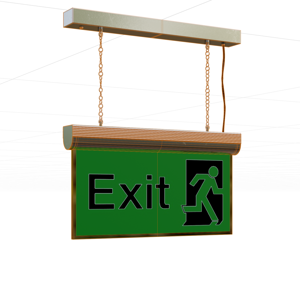 Fire Escape Sign 01 • iMeshh - 3D Model for Blender 4.0+