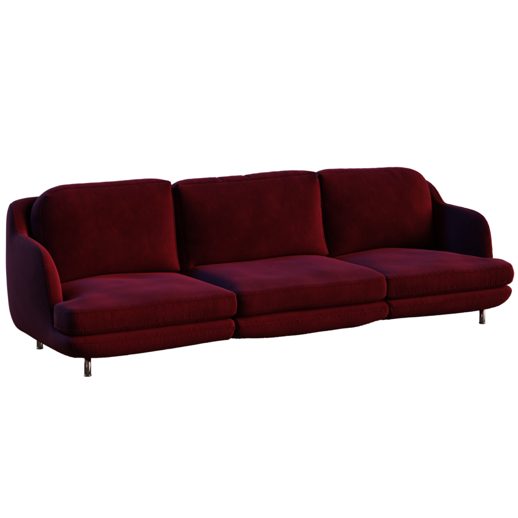 Smooth Round Three Seater Sofa 01 • iMeshh - 3D Model for Blender 4.0+