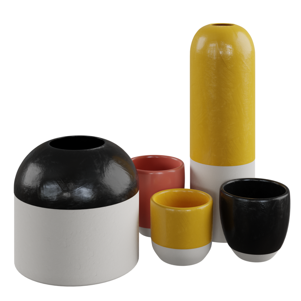 Painted Minimal Vase Set 01 • iMeshh - 3D Model for Blender 4.0+