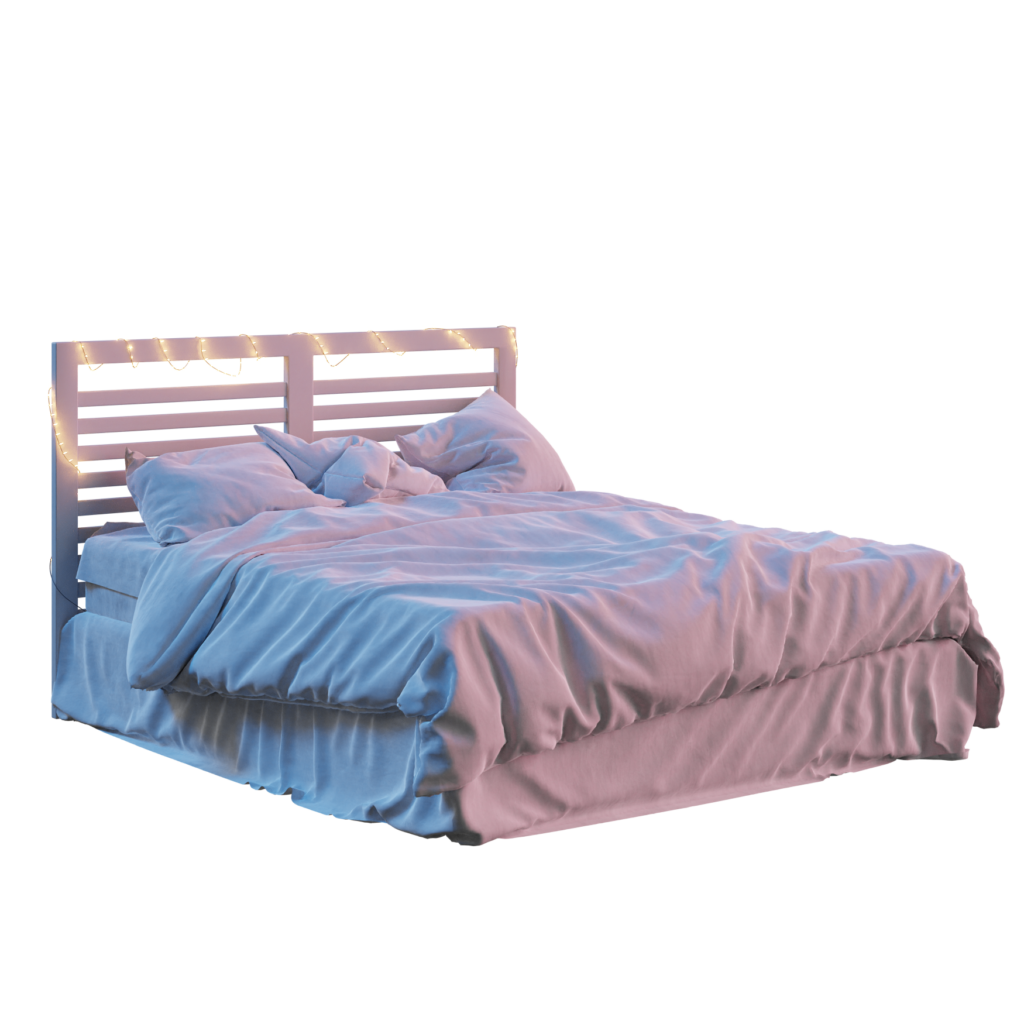Scandinavian Creased Double Bed 01 • iMeshh - 3D Model for Blender 4.0+