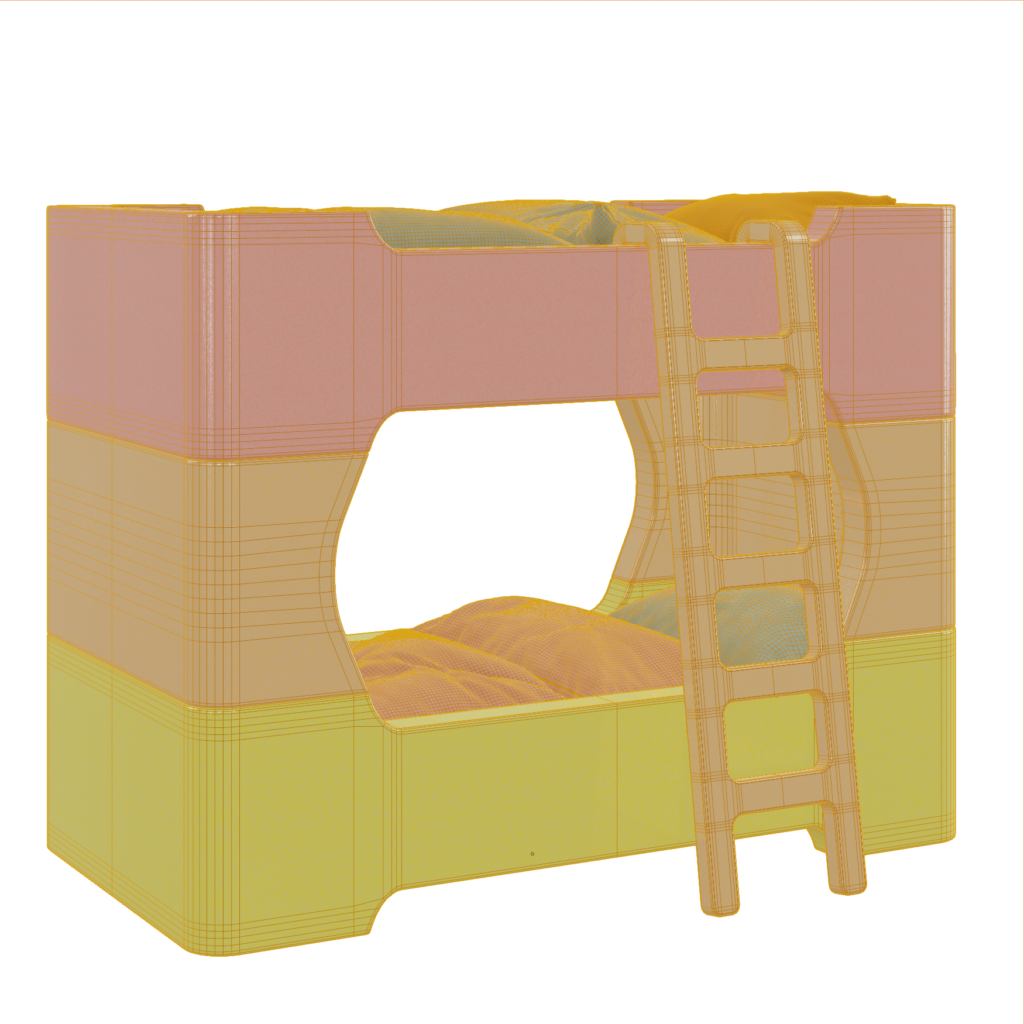 Kids Block Bunk Double Bed 02 • iMeshh - 3D Model for Blender 4.0+