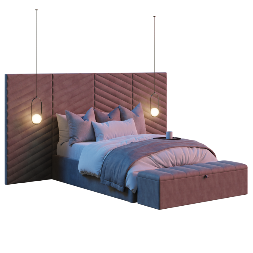 Shloff Grand Headboard Bed 01 • iMeshh - 3D Model for Blender 4.0+