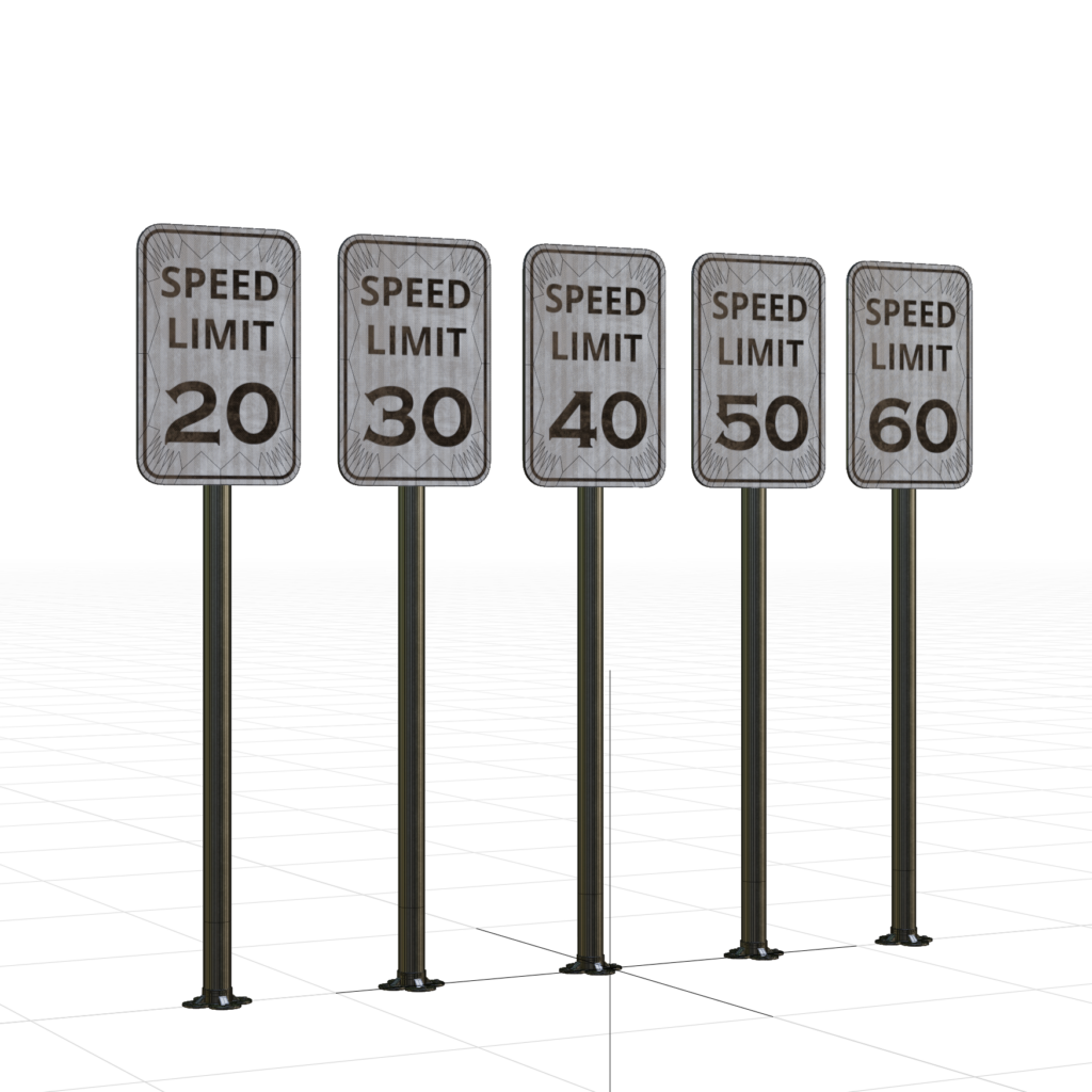Speed Signs 03 • iMeshh - 3D Model for Blender 4.0+