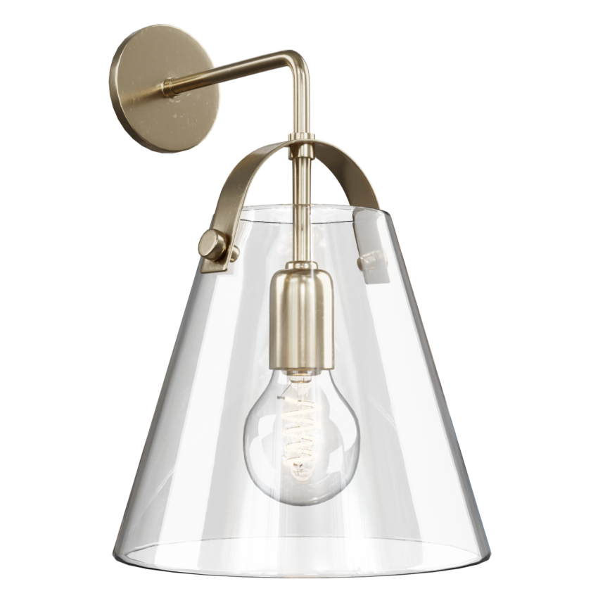 Gold Funnel Glass Wall Light 01 • iMeshh - 3D Model for Blender 4.0+
