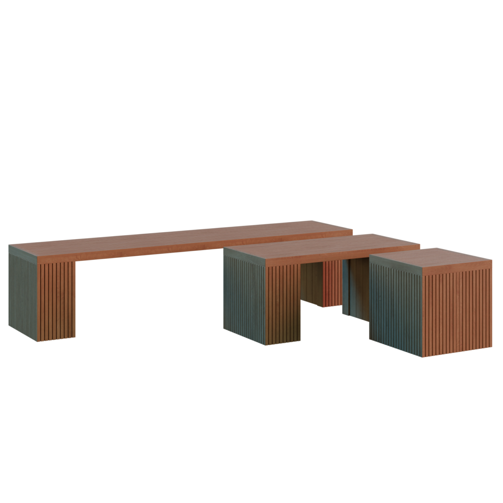Wooden Bench Set 01 • iMeshh - 3D Model for Blender 4.0+