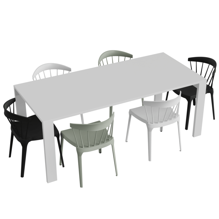 Plain White Table Dining Set 01 • iMeshh - 3D Model for Blender 4.0+