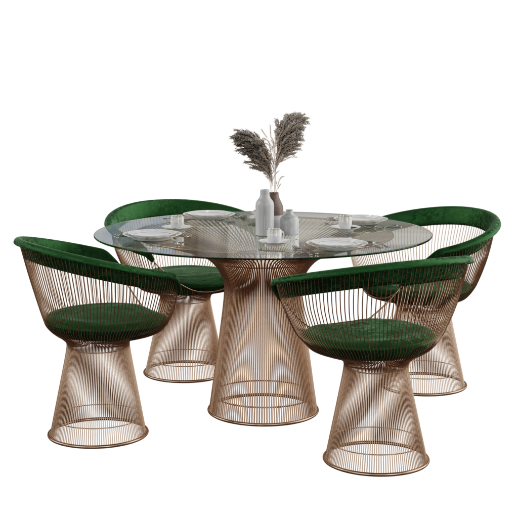 Wire Table Dining Set 01 • iMeshh - 3D Model for Blender 4.0+