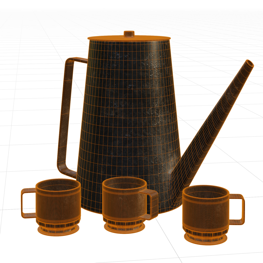 Industrial Tea Set 01 • iMeshh - 3D Model for Blender 4.0+