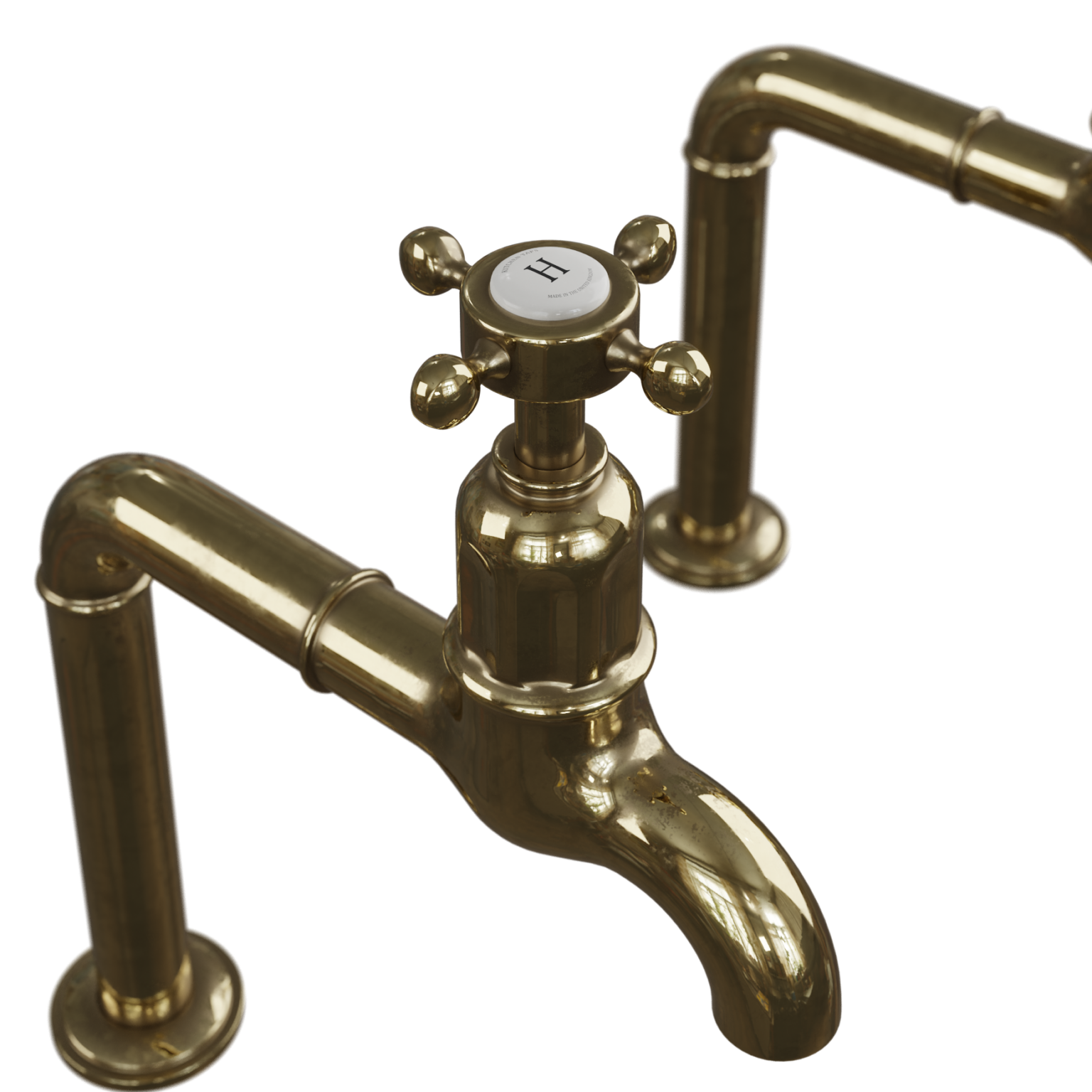 Aged Brass Twin J-Tap 01 for Blender • iMeshh 3D Model Library
