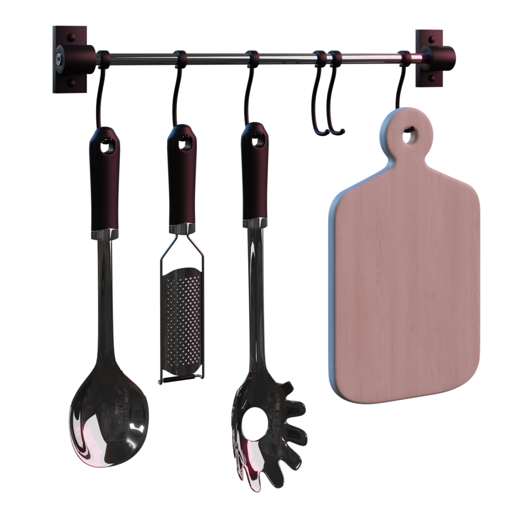 Hanging Kitchen Utensils 01 • iMeshh - 3D Model for Blender 4.0+