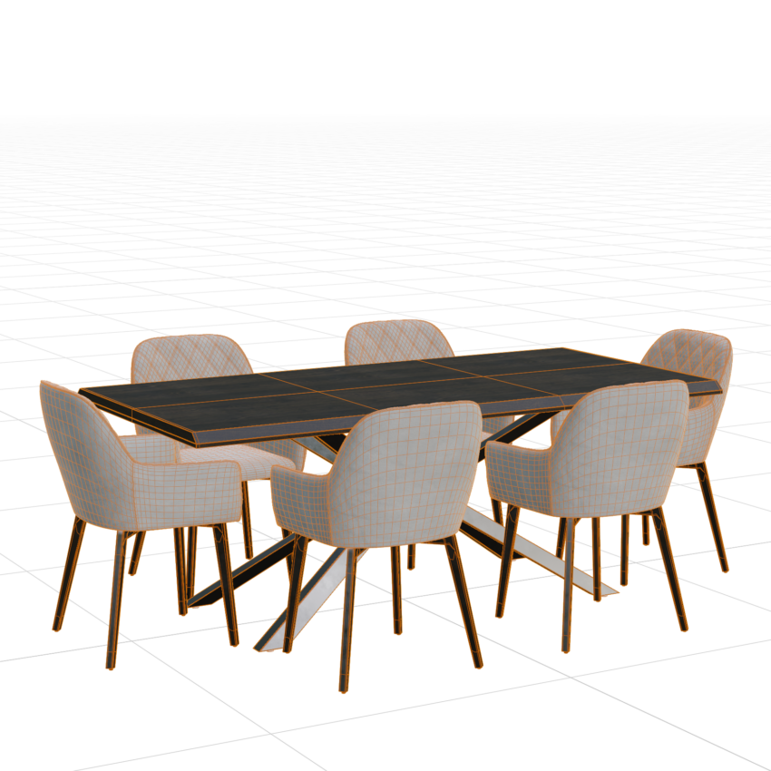 Contemporary Industrial Table Dining Set 01 • iMeshh - 3D Model for ...