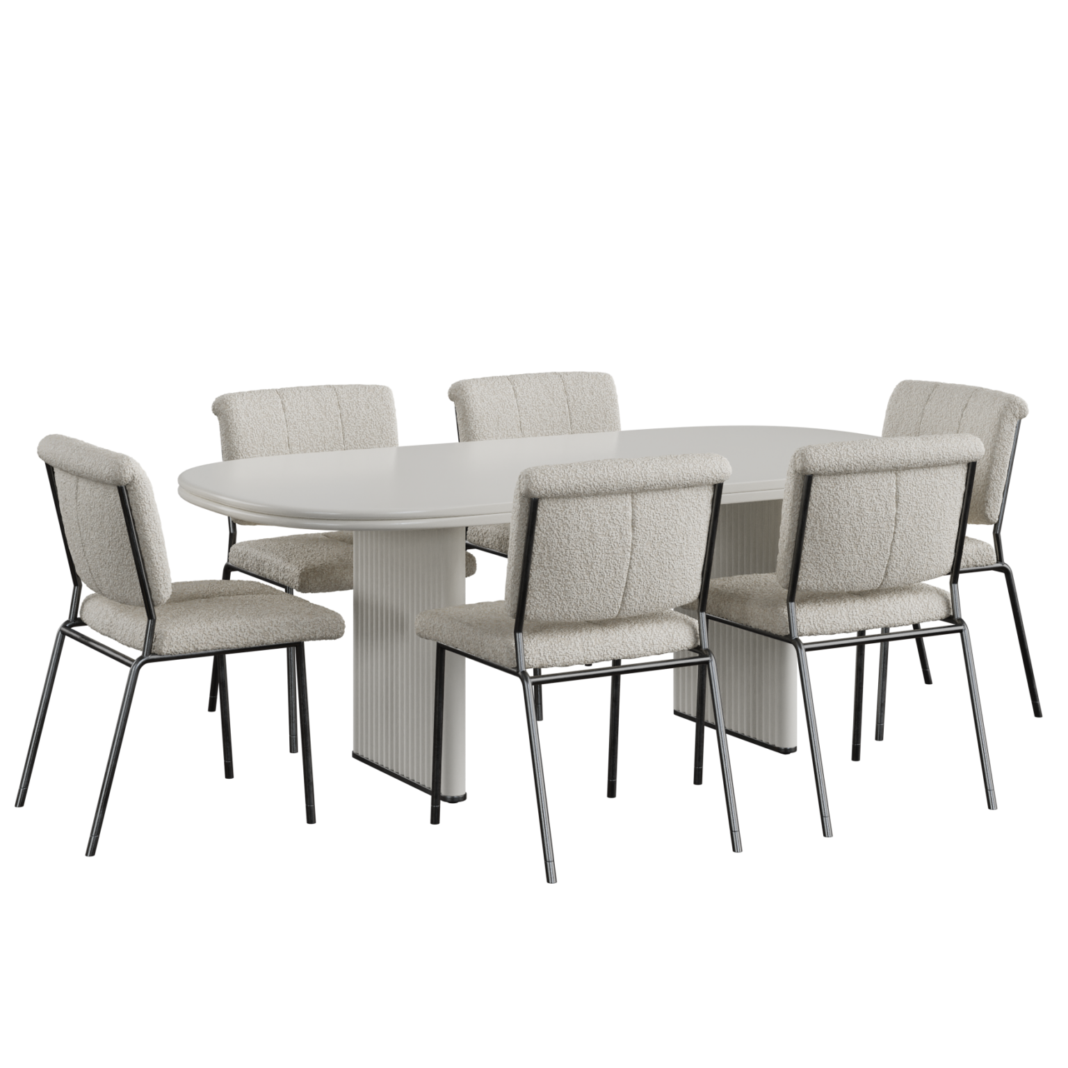 White Elegant Dining Table Set 02 • iMeshh - 3D Model for Blender 4.0+