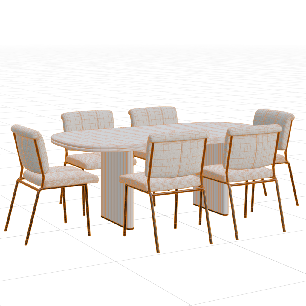 White Elegant Dining Table Set 02 • iMeshh - 3D Model for Blender 4.0+