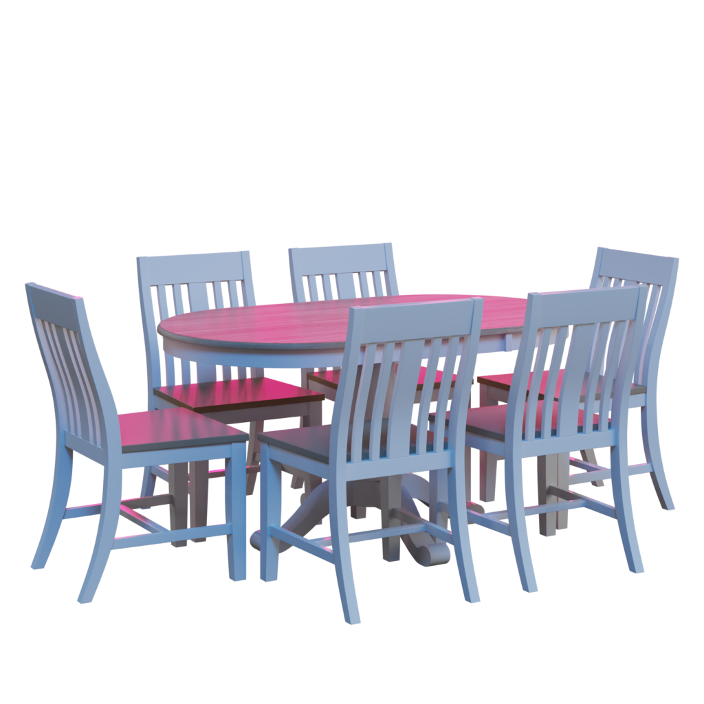 White Farmhouse Dining Table Set 02 • iMeshh - 3D Model for Blender 4.0+