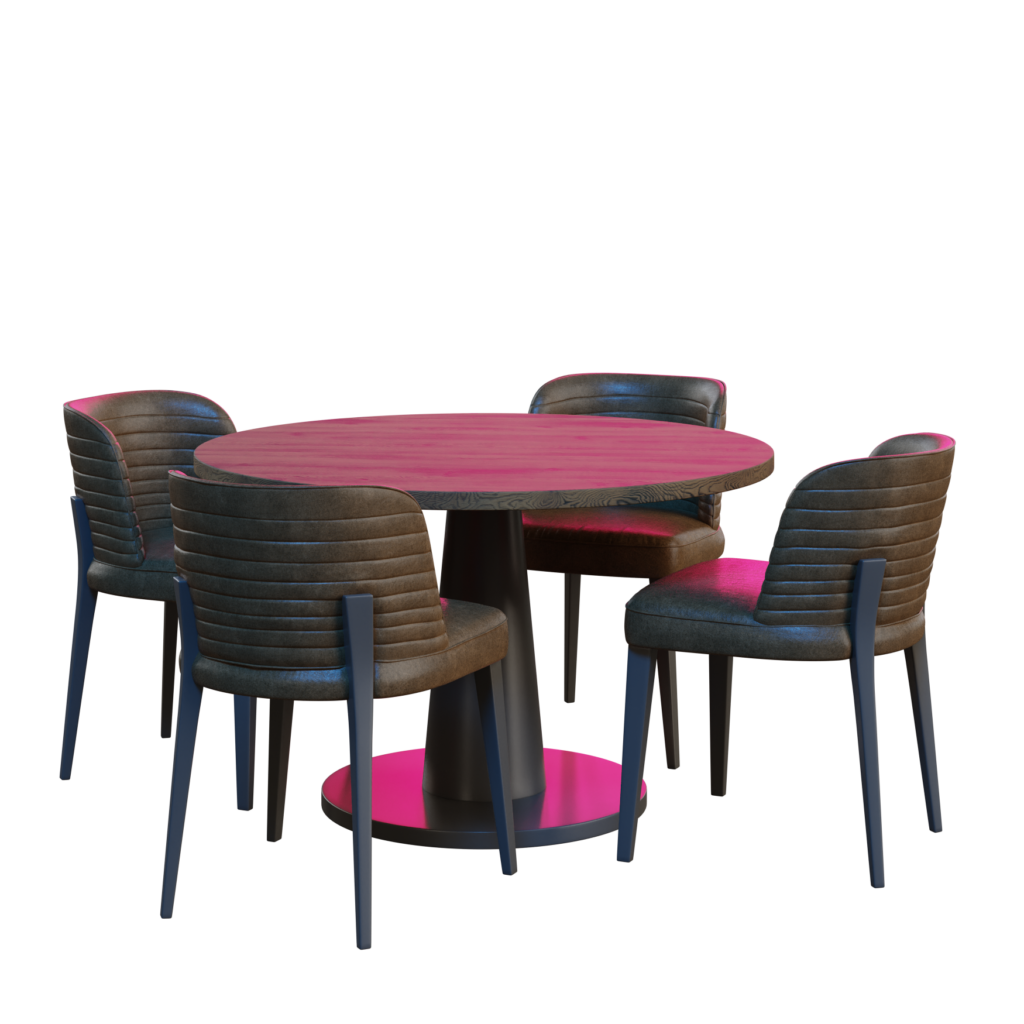 Industrial Leather Dining Table Set 02 • iMeshh - 3D Model for Blender 4.0+