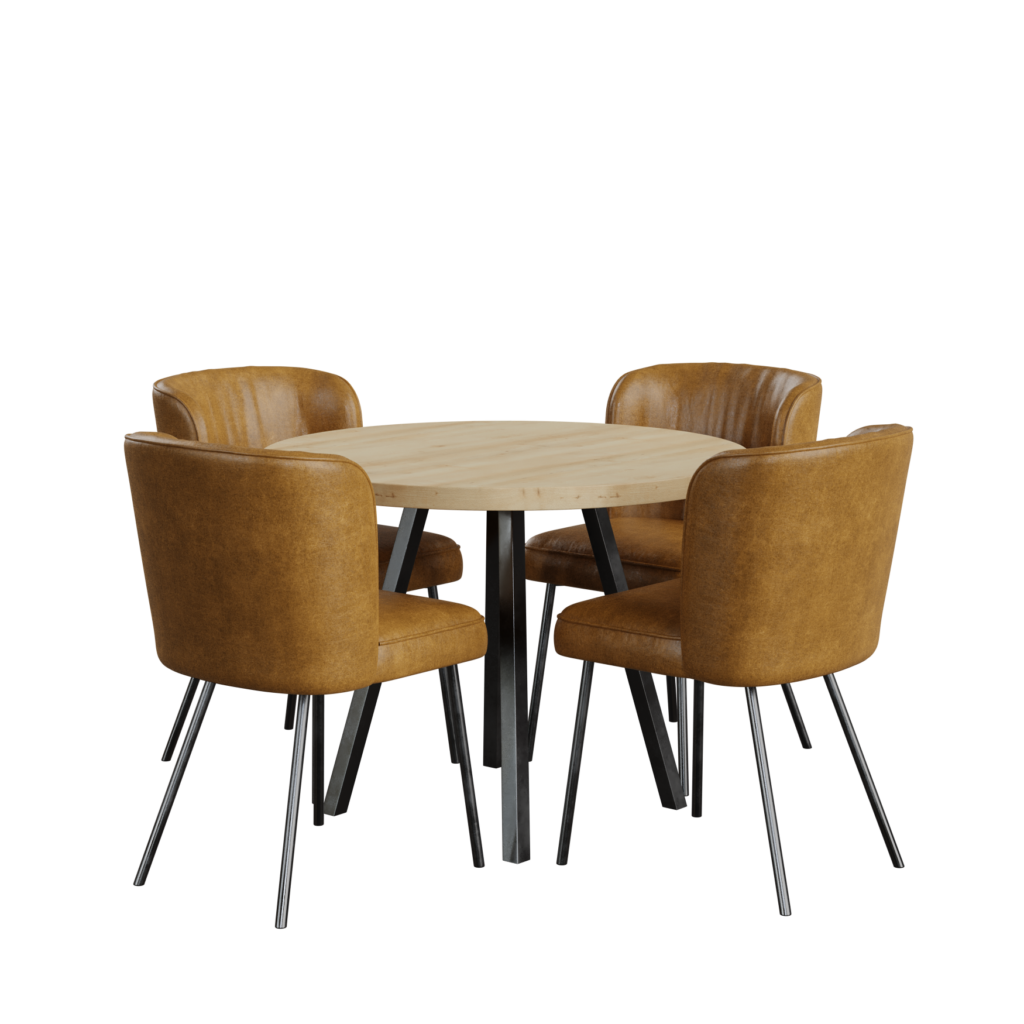 Industrial Leather Dining Table Set 01 • iMeshh - 3D Model for Blender 4.0+