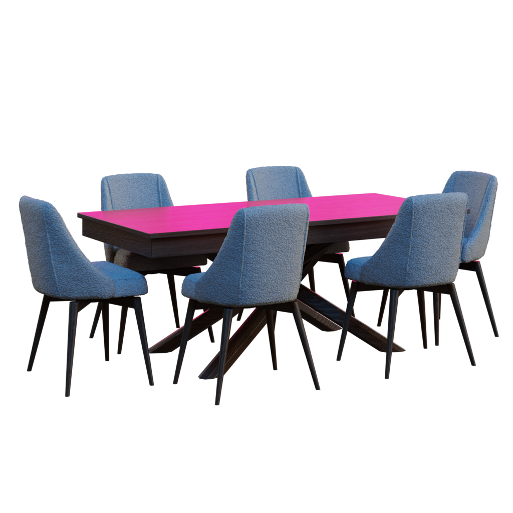 Mid Century Modern Dining Table Set 02 • iMeshh - 3D Model for Blender 4.0+