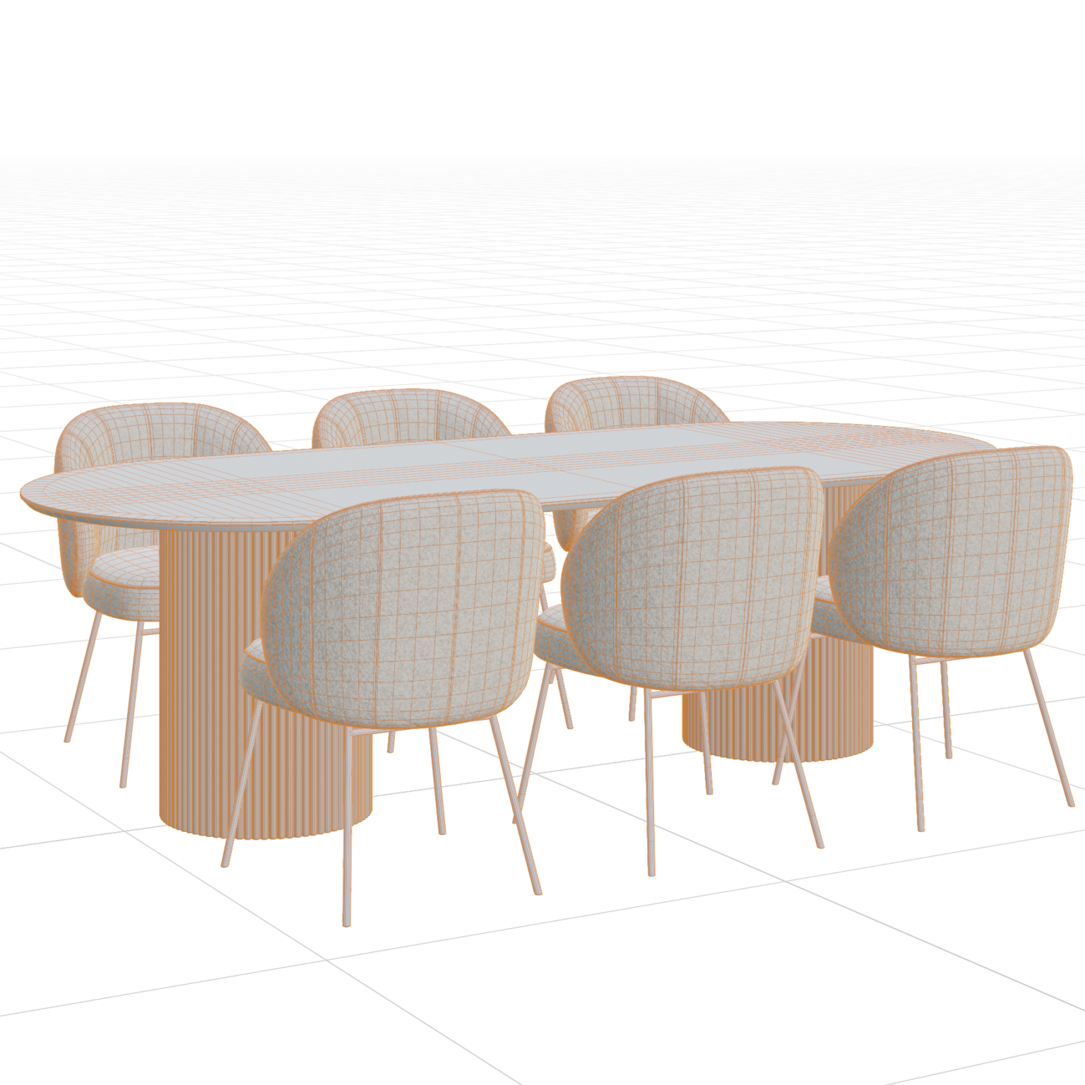 White Elegant Dining Table Set 03 • iMeshh - 3D Model for Blender 4.0+