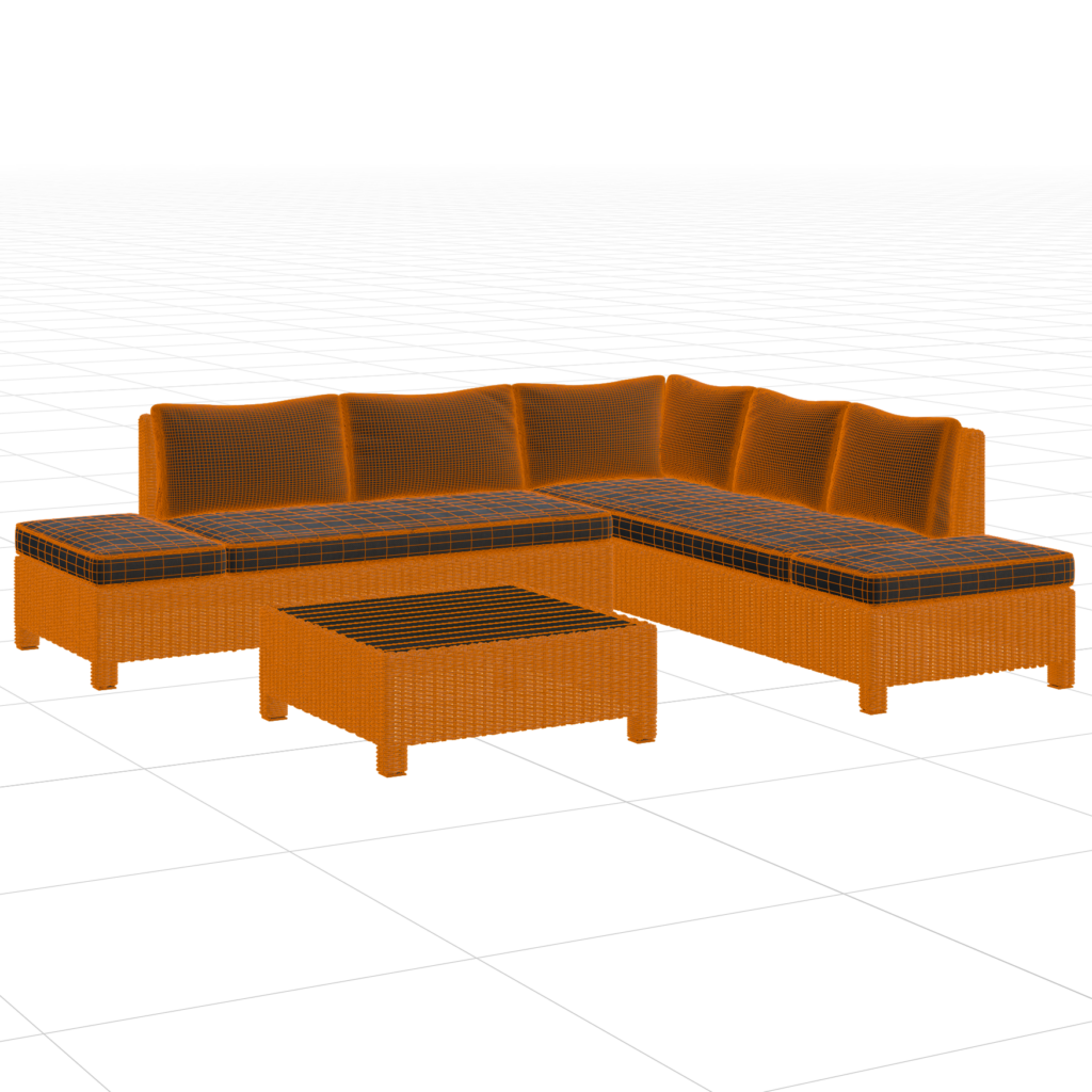 Rattan Sofa Set 06 • iMeshh - 3D Model for Blender 4.0+