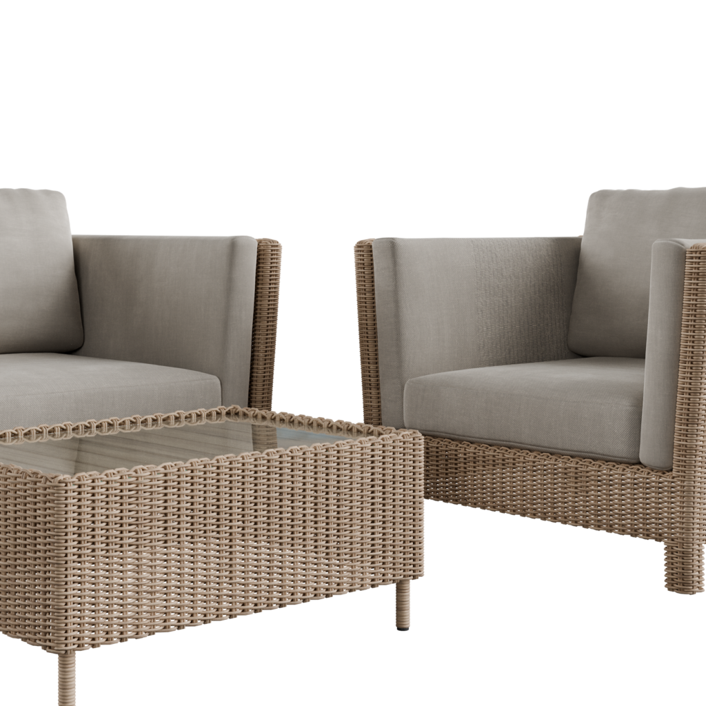 Rattan Sofa Set 07 • iMeshh - 3D Model for Blender 4.0+
