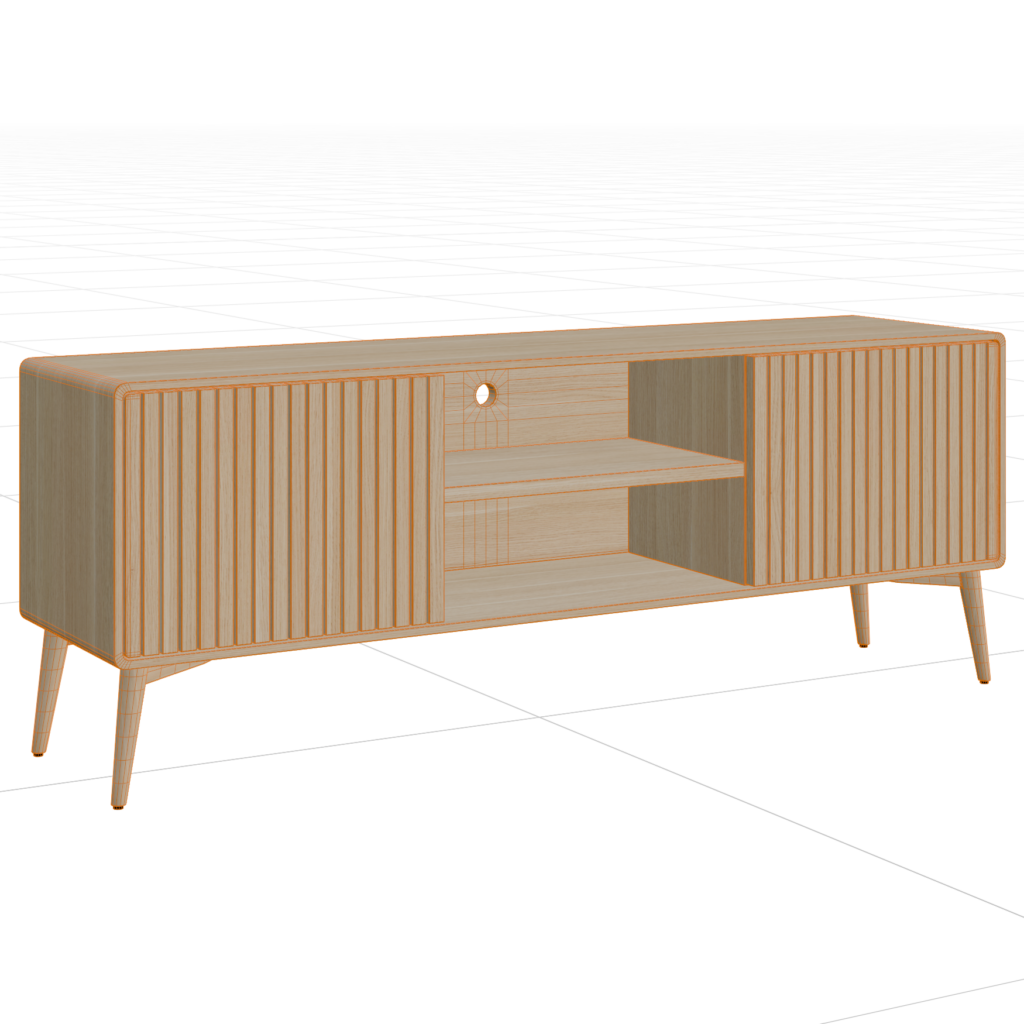 Slatted Sliding Sideboard 01 • iMeshh - 3D Model for Blender 4.0+