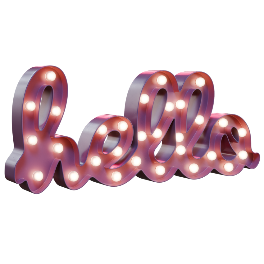 Cute Hello Wall Light 01 • iMeshh - 3D Model for Blender 4.0+